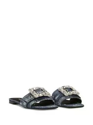 Dolce & Gabbana Embellished Patchwork-denim Sandals