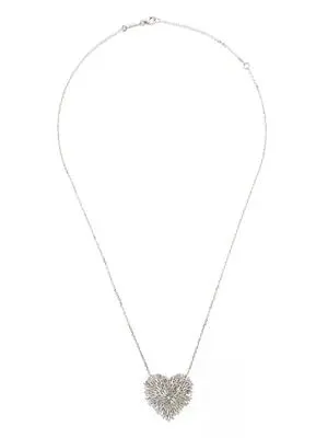 SUZANNE KALAN 18kt White Gold Heart Diamond Necklace - Silver