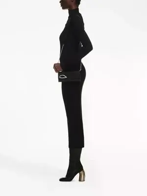 Off-White Ribbed Turtleneck Midi Dress