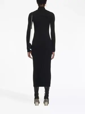 Off-White Ribbed Turtleneck Midi Dress