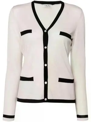 Max Mara Trimmed V-neck Cardigan - Neutrals