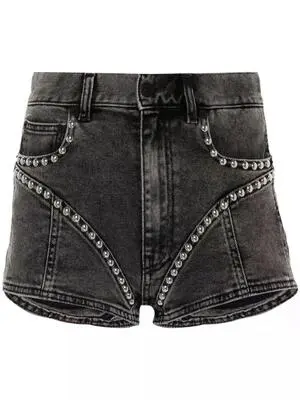 MUGLER Stud-detailed Denim Mini Shorts
