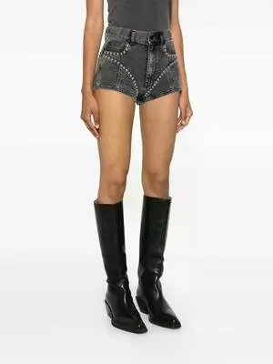 MUGLER Stud-detailed Denim Mini Shorts