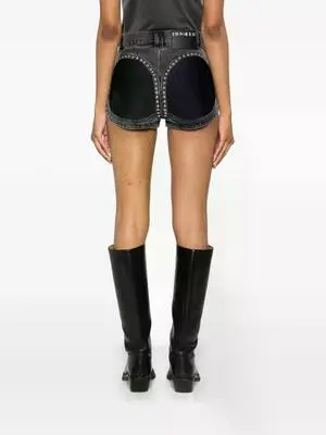 MUGLER Stud-detailed Denim Mini Shorts