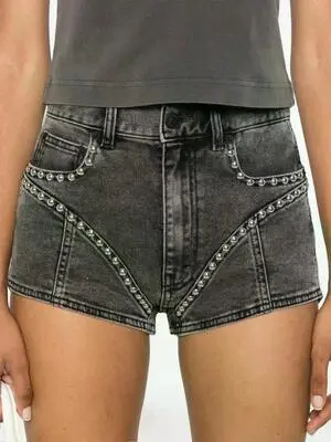 MUGLER Stud-detailed Denim Mini Shorts