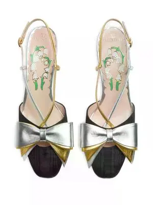 Valentino Garavani Moiré Fabric Slingback Pumps With Bow Detail