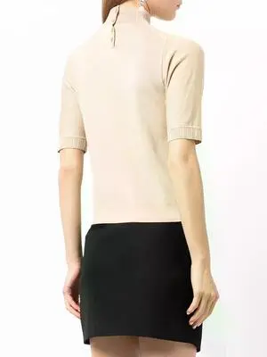 Shiatzy Chen Embroidered Band Collar Knitted Top