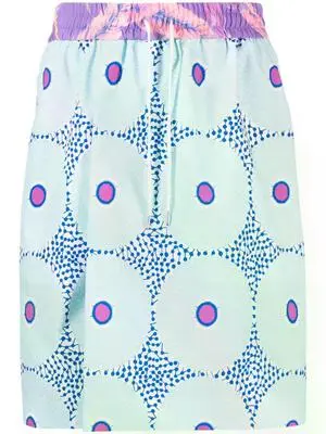 FUMITO GANRYU Graphic-print Drawstring Shorts - Blue
