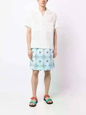 FUMITO GANRYU Graphic-print Drawstring Shorts - Blue