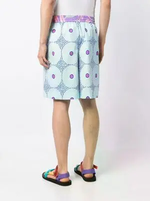 FUMITO GANRYU Graphic-print Drawstring Shorts - Blue