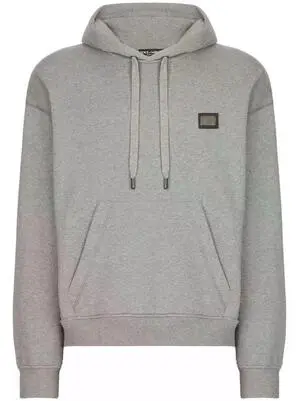 Dolce & Gabbana Logo-patch Cotton Hoodie - Grey