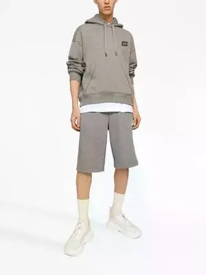 Dolce & Gabbana Logo-patch Cotton Hoodie - Grey