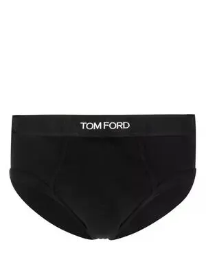 TOM FORD Logo-waist Cotton Briefs - Black