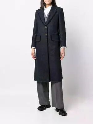 Thom Browne Tweed Single-breasted Coat - Blue