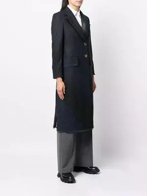 Thom Browne Tweed Single-breasted Coat - Blue