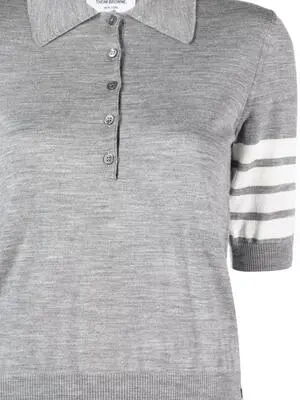 Thom Browne 4-bar Short-sleeve Polo Shirt - Grey