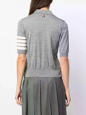 Thom Browne 4-bar Short-sleeve Polo Shirt - Grey