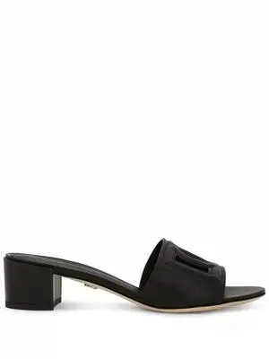 Dolce & Gabbana Bianca Embellished Leather Slides - Black