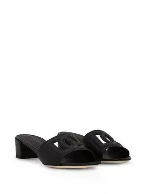 Dolce & Gabbana Bianca Embellished Leather Slides - Black