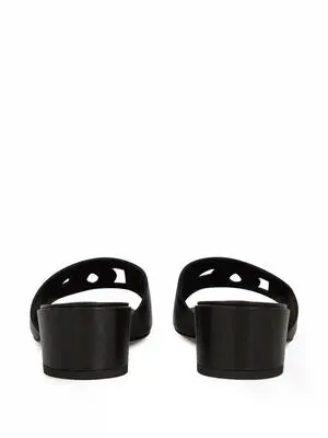 Dolce & Gabbana Bianca Embellished Leather Slides - Black