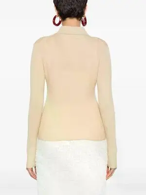 JOSEPH Ribbed Merino Wool Polo Top