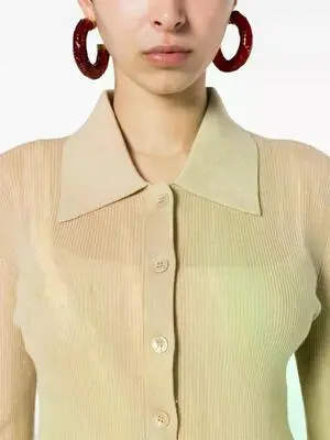 JOSEPH Ribbed Merino Wool Polo Top