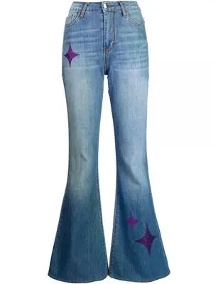 MADISON MAISON Star-print High-rise Flared Jeans - Blue
