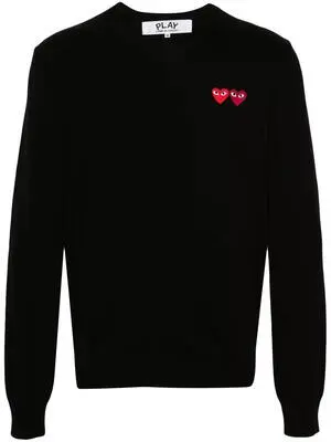 Play Comme Des Garcon Heart-patch Wool Jumper - Black