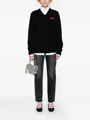 Play Comme Des Garcon Heart-patch Wool Jumper - Black