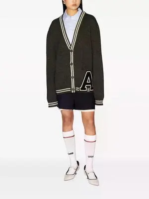 AMBUSH Monogram-appliqué Wool Cardigan