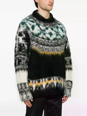 Sacai Pattern Intarsia-knit Hoodie