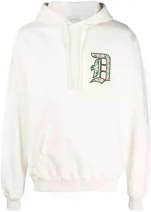 Drole De Monsieur Logo-embroidered Cotton Hoodie - Neutrals