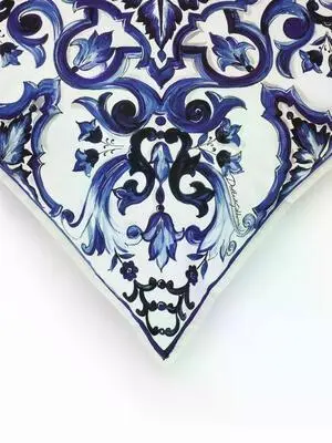 Dolce & Gabbana Medium Blu Mediterraneo-print Canvas Cushion - Blue