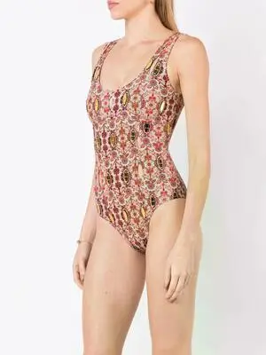 AMIR SLAMA Floral-print Scoop Neck Swimsuit