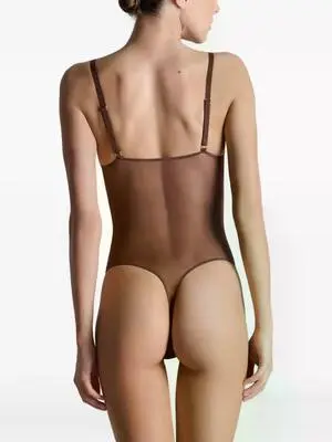 MAISON CLOSE Mesh Bodysuit - Brown