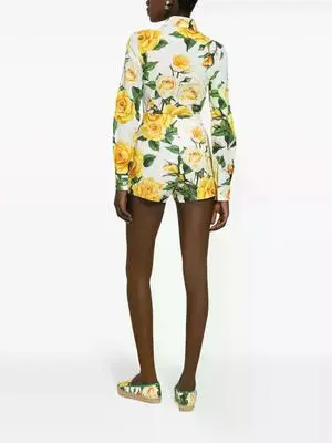 Dolce & Gabbana Rose Print Cotton Shorts