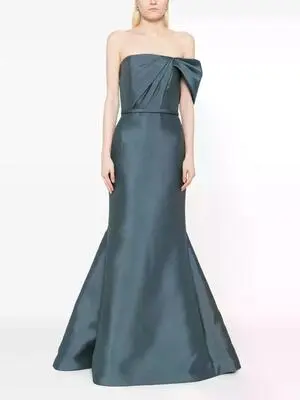 Amsale Asymmetric Bow Gown