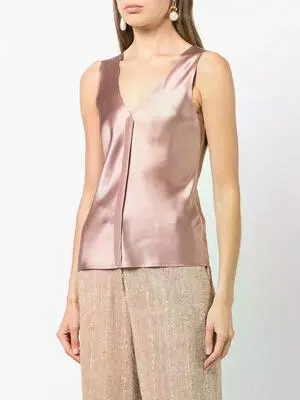 Voz Raw-cut Silk Tank Top - Pink