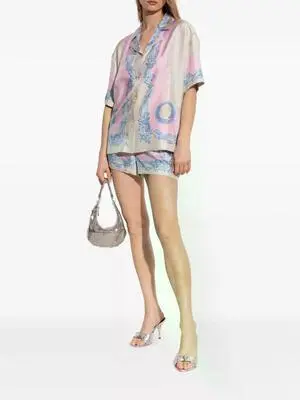 Versace Opera Bow Metallic Heeled Mules - Silver
