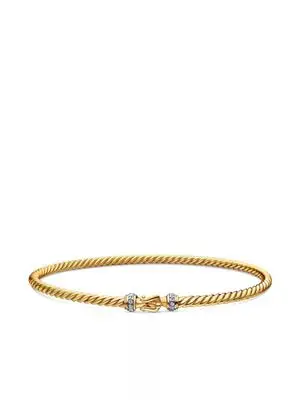 David Yurman 18kt Yellow Diamond Buckled Cable Bracelet - Gold