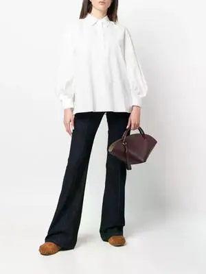 La DoubleJ Poet-sleeve Poplin Blouse - White
