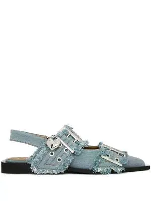 GANNI Feminine Denim Ballet Flats - Blue