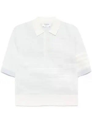 Thom Browne Textured Stripe Stitch 4-bar Relaxed Fit Polo Shirt
