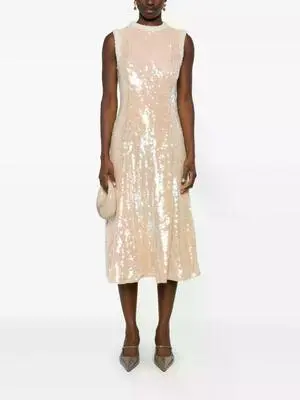 SELF-PORTRAIT Sequin Pearl-trim Midi Dress