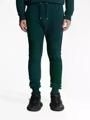 Balmain Ribbed-detail Drawstring Track Pants - Green