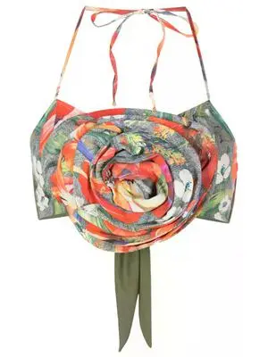 AMIR SLAMA Floral-appliqué Crop Top