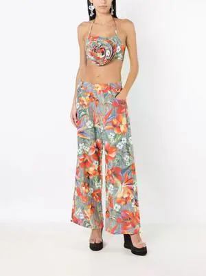 AMIR SLAMA Floral-appliqué Crop Top