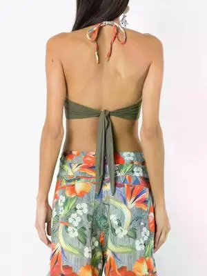 AMIR SLAMA Floral-appliqué Crop Top
