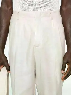 LARDINI Linen-blend Tapered Trousers