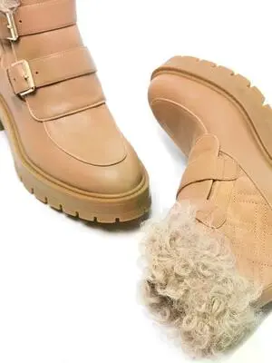 AQUAZZURA Faux-fur Buckle-strap Boots